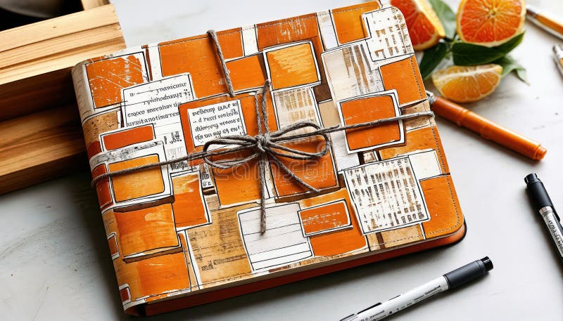 Orange and White Text Box Notebook Design Stock Illustration ...