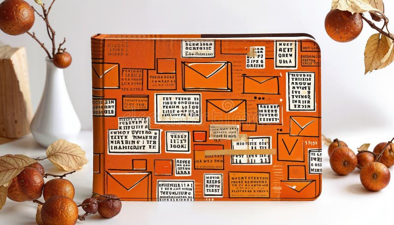 Orange and White Text Box Notebook Design Stock Illustration ...