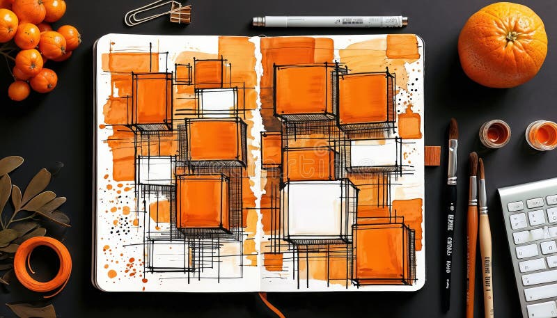 Orange and White Text Box Notebook Design Stock Illustration ...