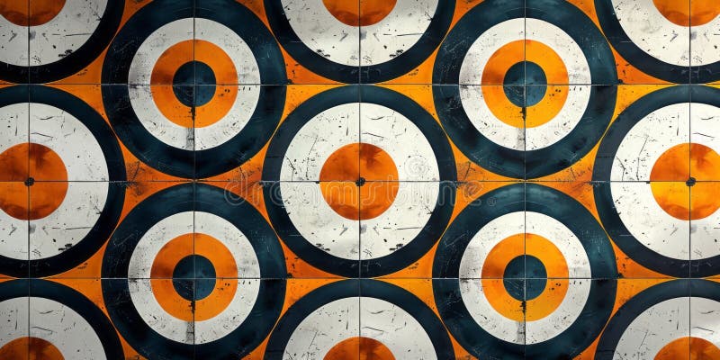 Orange and White Tile with Black Circles Pattern Stock Illustration ...