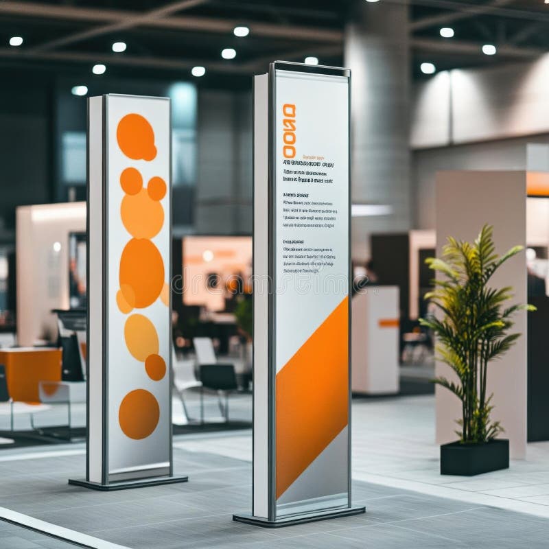 Orange and White Trade Show Booth Design Stock Illustration ...