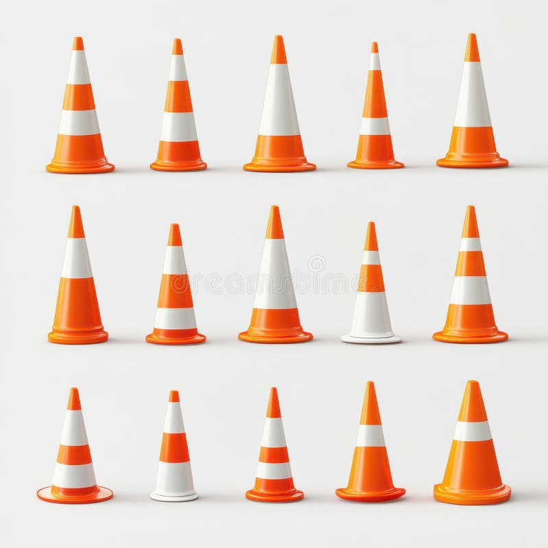 Orange and White Traffic Cones Various Sizes Safety Warning ...