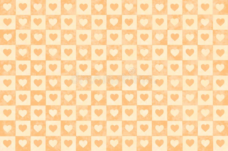 Orange White Yellow Checkered Background with Hearts. Checkered Texture ...