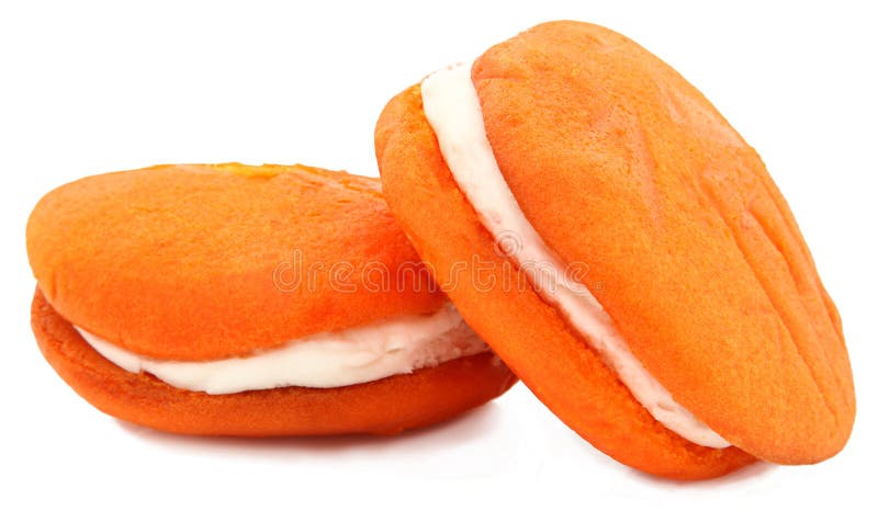 Orange Whoopie Pie on White Background Stock Image - Image of treat ...