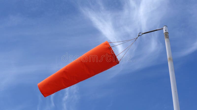 Orange Wind Sock Against Blue Summer Sky Stock Image - Image of showing ...