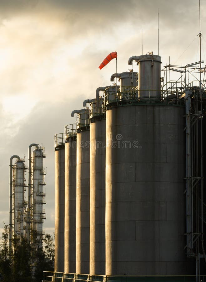 Orange Wind Sock on Top Silo Stock Photo - Image of factory, place ...