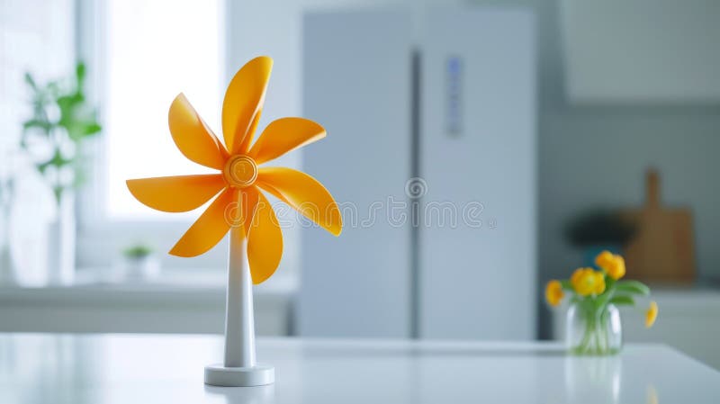 Orange Wind Turbine in Bright Kitchen Interior Stock Image - Image of ...