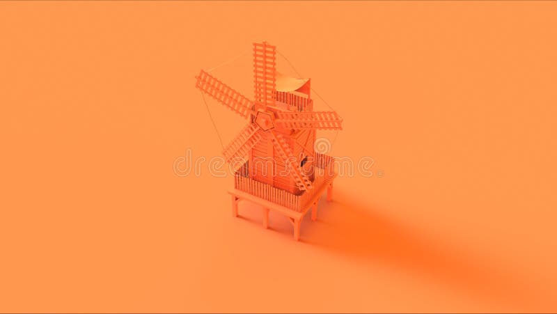 Orange Windmill Traditional Stock Illustration - Illustration of ...