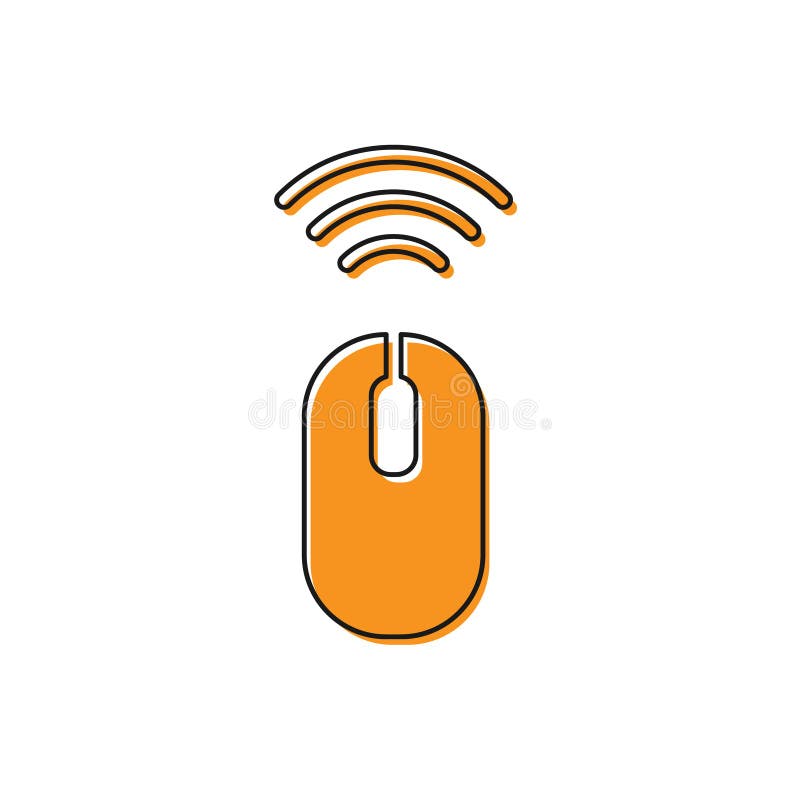 Orange Wireless Computer Mouse System Icon Isolated on White Background ...