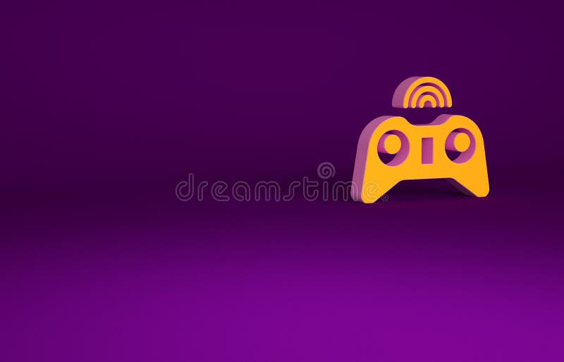 Orange Wireless Gamepad Icon Isolated on Purple Background. Game ...