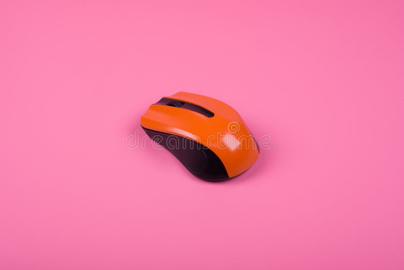 Orange Wireless Mouse on Pink Background Stock Image - Image of ...