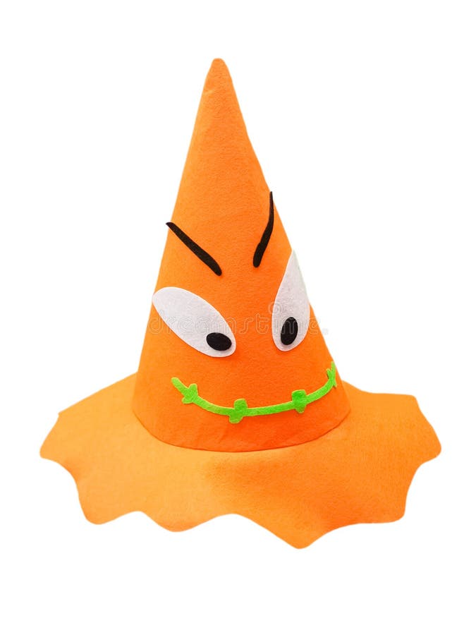 Orange Witch Hat Isolated on White Background Stock Photo - Image of ...