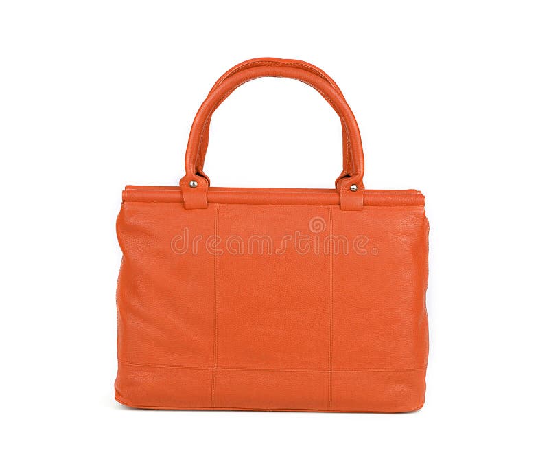 Orange Women Bag Isolated on White Stock Image - Image of elegance ...