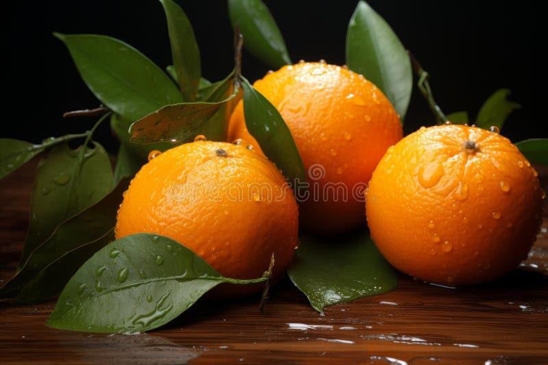 Orange on Wood Table. Generate Ai Stock Photo - Image of flat, orange ...