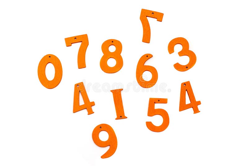 Orange Wood Type Numbers Isolated. Stock Image - Image of eight, learn ...