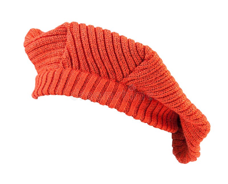 Orange wool beret. stock image. Image of beret, homemade - 35003365
