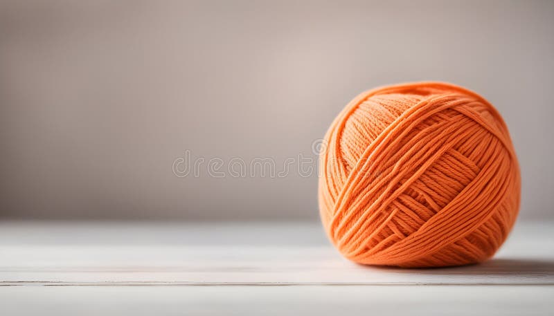 Orange Wool Yarn Ball Isolated on White Background Stock Illustration ...