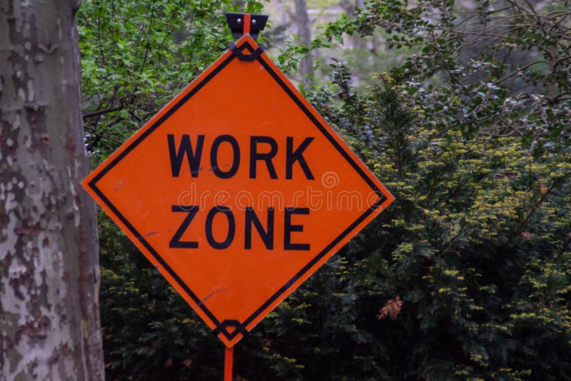Orange work zone sign stock image. Image of expect, prepare - 174908883