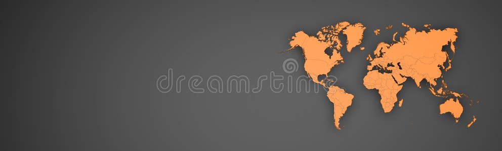 Orange World Map on Black Background Stock Illustration - Illustration ...