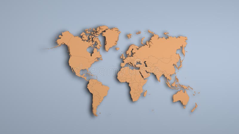 Orange World Map on Grey Background Stock Illustration - Illustration ...