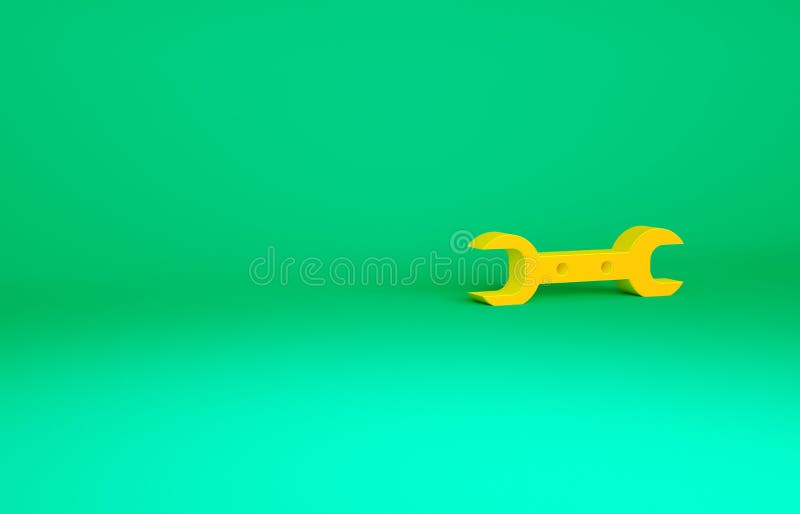 Orange Wrench Spanner Icon Isolated on Green Background. Minimalism ...