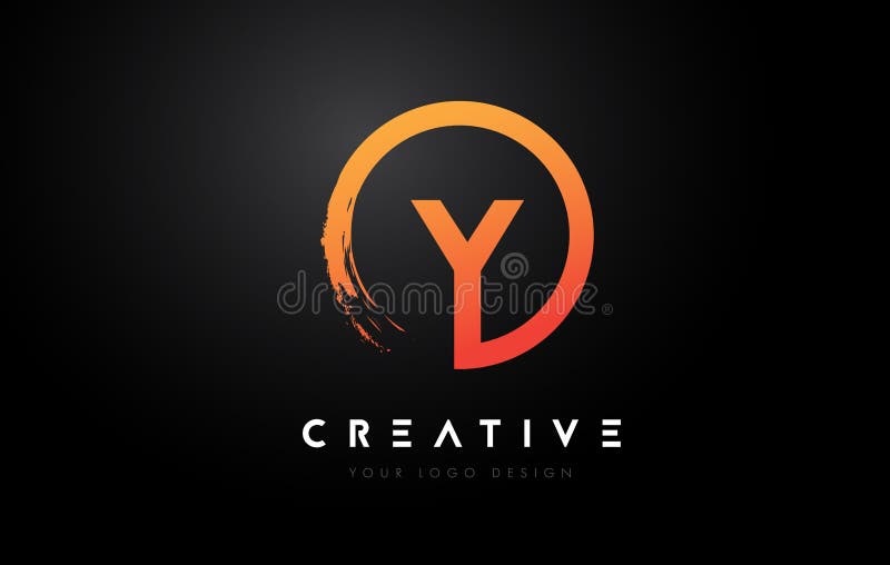 Y Circular Letter Logo with Circle Brush Design and Black Background ...