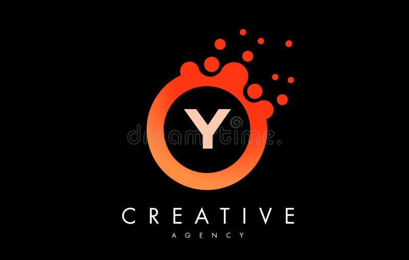 Orange Y Letter Logo. Blue Dots Bubble Design Vector Stock Vector ...