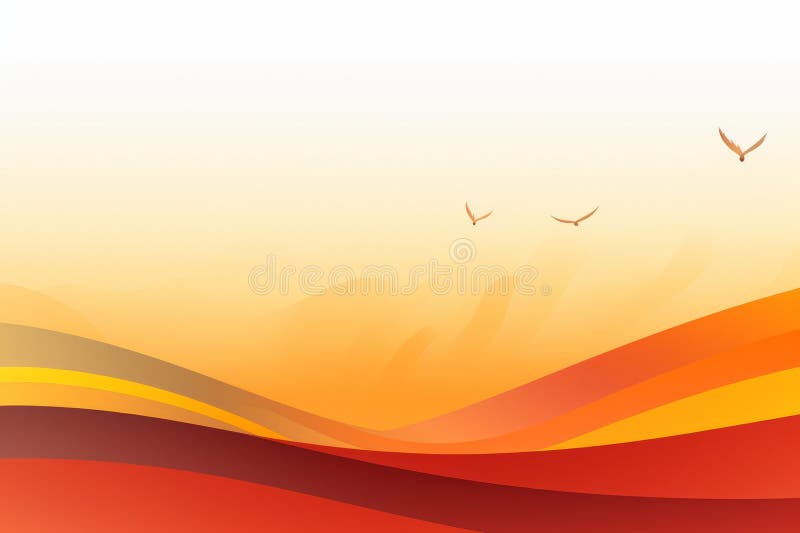 An Orange and Yellow Background with Birds Flying Over it Stock ...
