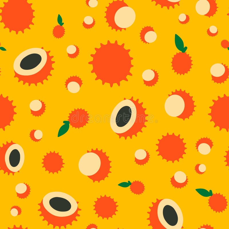 Orange Yellow Background Rambutan Pattern Stock Illustration ...