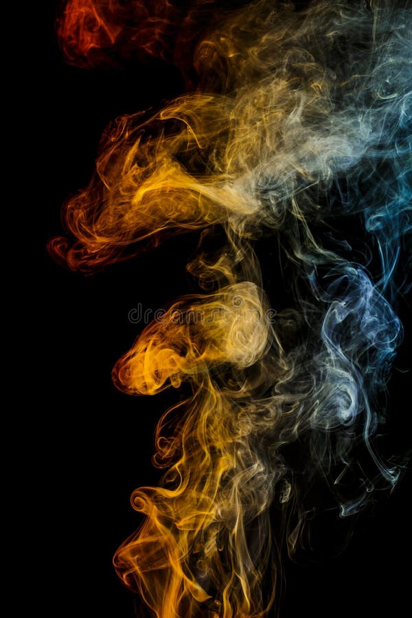 Orange - Yellow - Blue Abstract Smoke on White Background. Stock Image ...