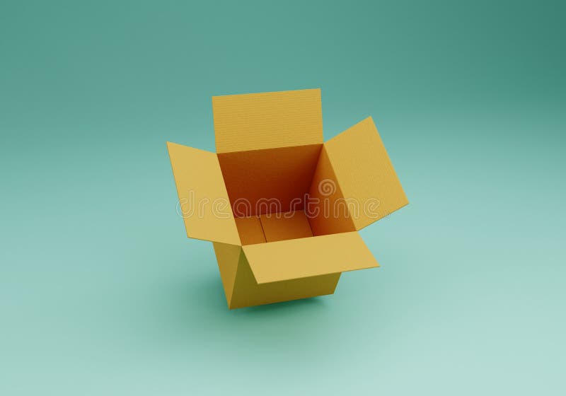 Orange and Yellow Box, Green Background, Open Box Stock Illustration ...