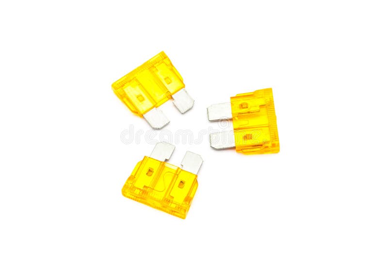 Orange Yellow Car Fuse, Isolated on White Stock Image - Image of ...