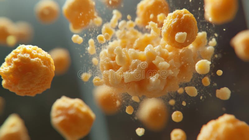 Orange and Yellow Cereal Pieces Exploding Against Dark Background Stock ...
