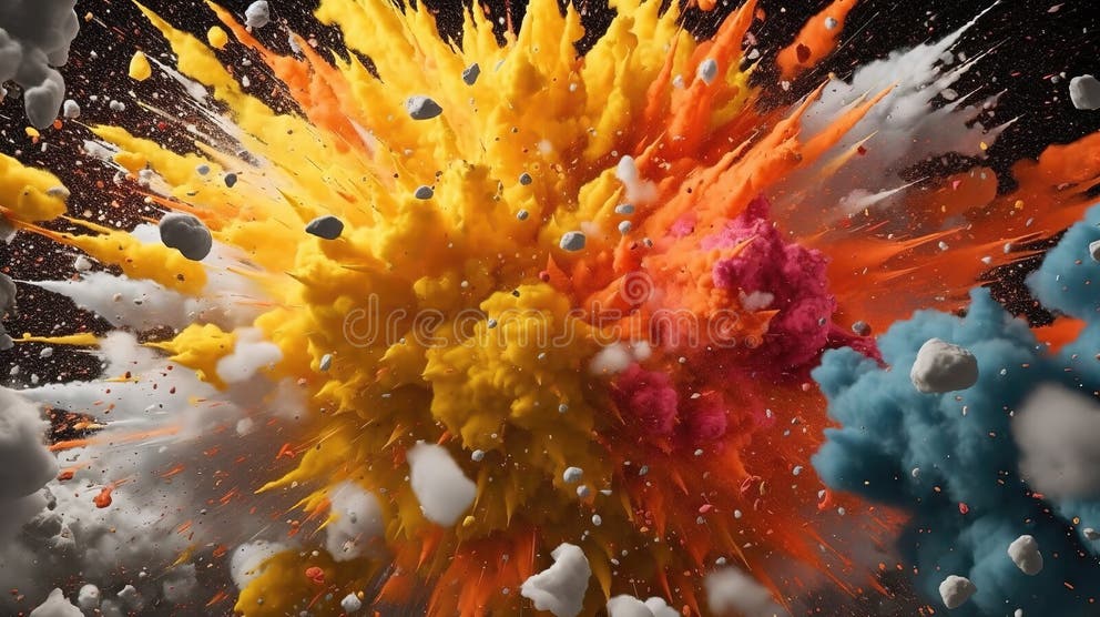 Orange and Yellow Color is Exploding, Splash Ink Powder Effect, Ai ...