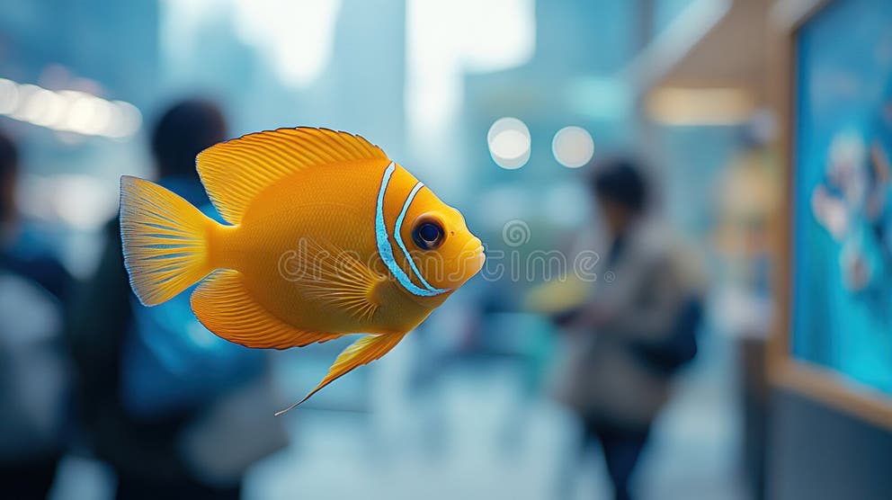 Orange-yellow Fish in Aquarium Stock Illustration - Illustration of ...