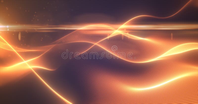 Orange Yellow Glowing Magic Waves from Energy Particles Abstract Stock ...