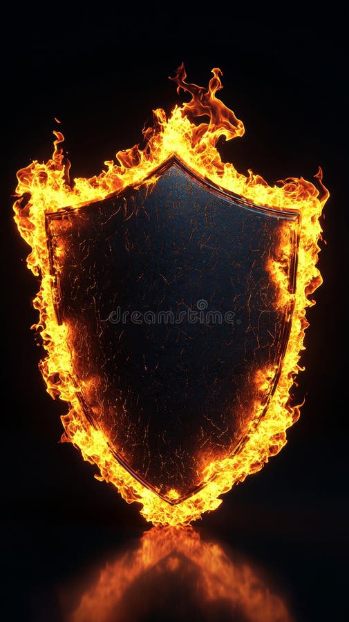 An Orange and Yellow Neon Shield Symbolizing Cyber-security and ...