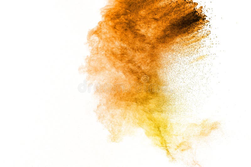 Orange and Yellow Powder Explosion on White Background.Orange Yellow ...