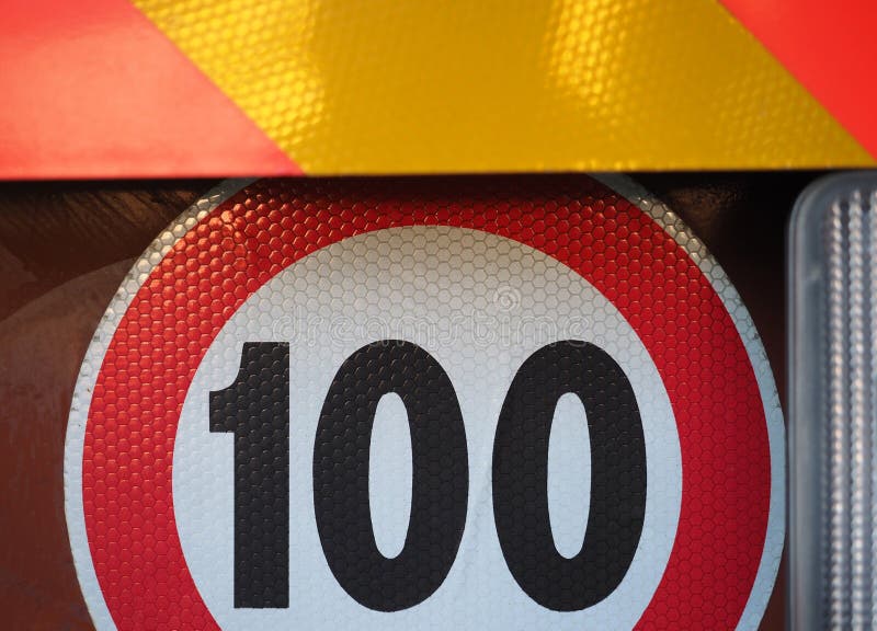 Orange and Yellow Reflective Panel and Speed Limit Sign Stock Image ...