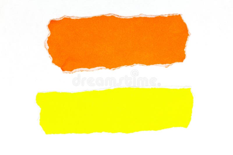 Orange and Yellow Torn Paper on White Background. Stock Image - Image ...