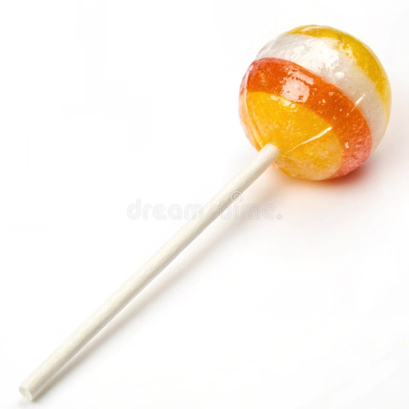Orange Yellow White Lollipop Candy Isolated on Transparent Background ...