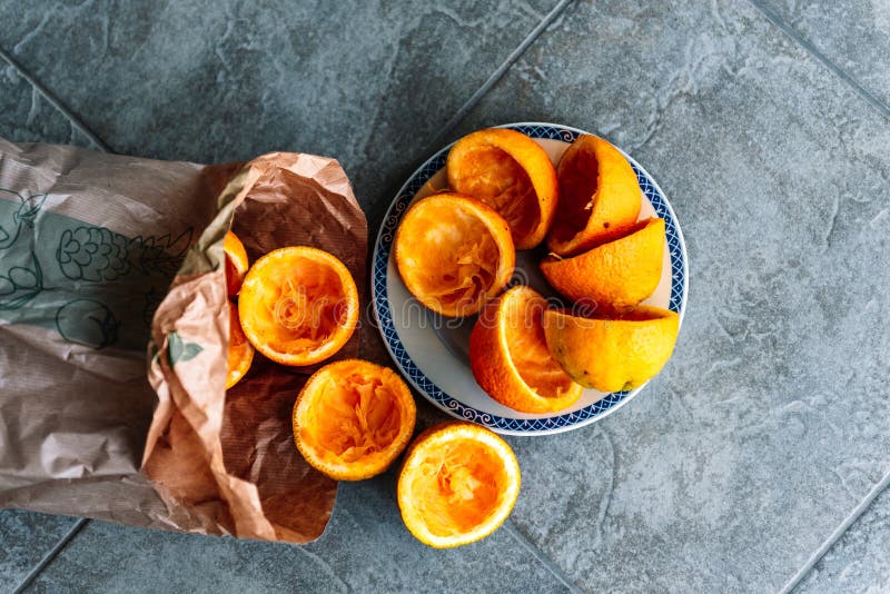Oranges Being Squeezed for Fresh Orange Juice Stock Photo - Image of ...