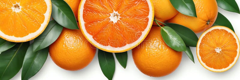 Oranges on Border Side on Plain White Background Copyspace Ai Generated ...