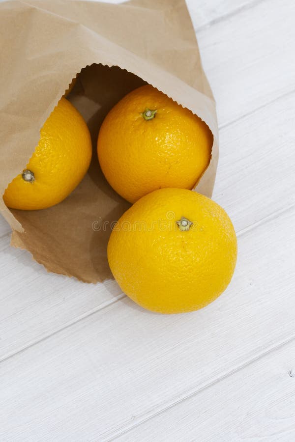Oranges in a Brown Paper Bag. Environmentally Friendly Packaging ...