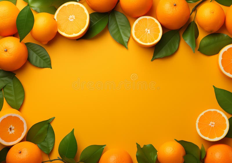 Oranges - Decorative Border with Center Copy Space Stock Illustration ...