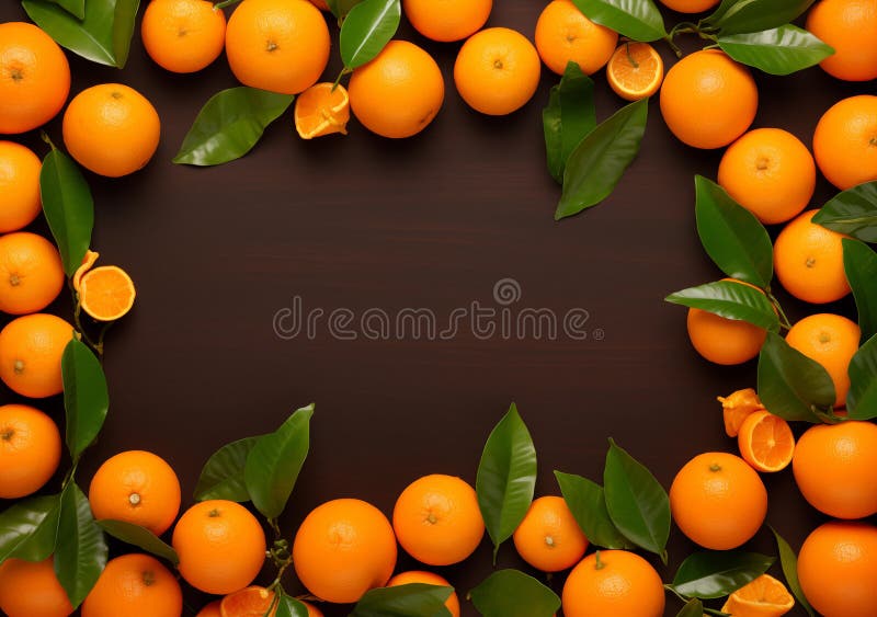 Oranges - Decorative Border with Center Copy Space Stock Illustration ...