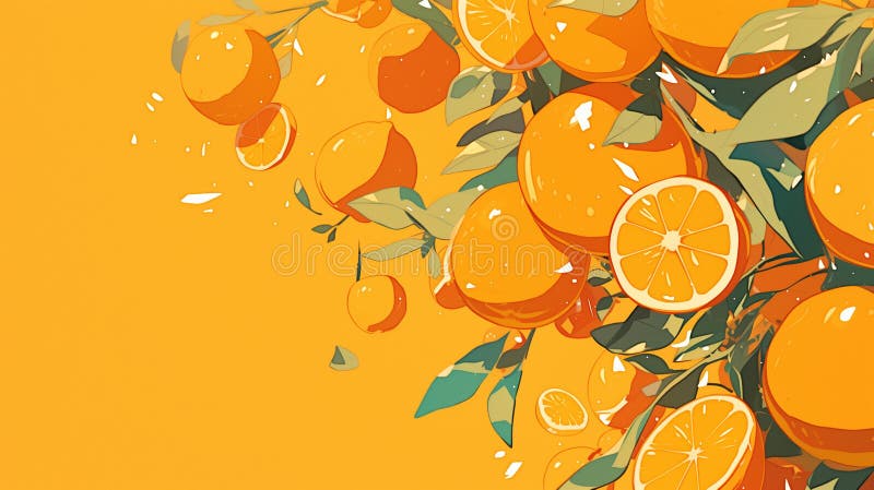 Oranges are Falling in Motion on a Yellow Background. AI Generated ...