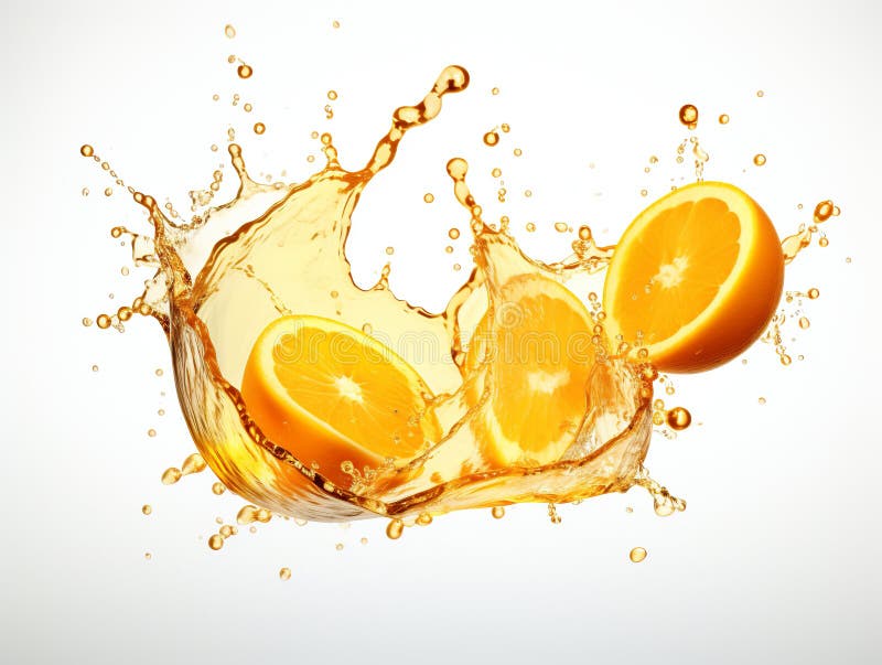 Oranges Falling with a Splash of Orange Juice. Stock Photo - Image of ...