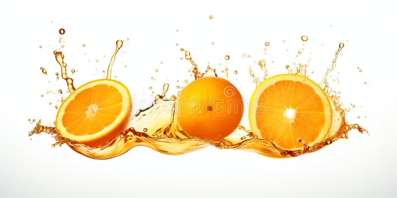 Oranges Falling with a Splash of Orange Juice. Stock Image - Image of ...