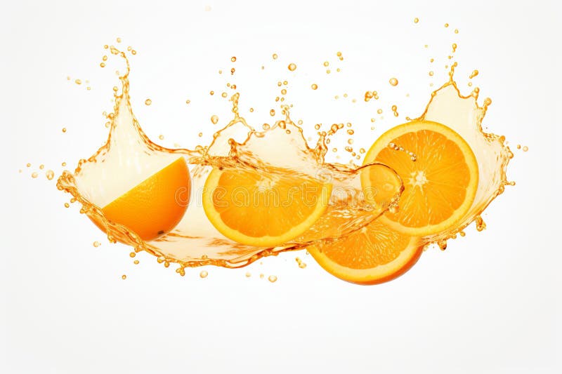 Oranges Falling with a Splash of Orange Juice. Stock Image - Image of ...